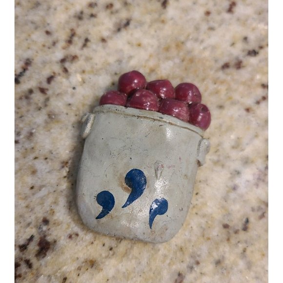 Accents | Vintage Grey Blue Crock Of Apples Refridgerator Magnet | Poshmark